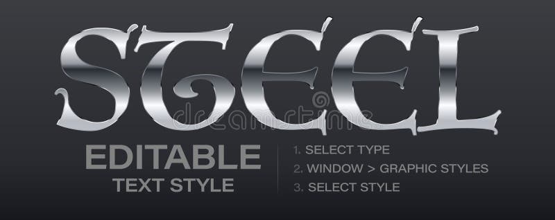 Steel Editable Text Effect, Metallic Graphic Style Template ...