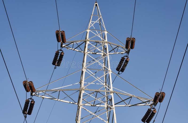 Steel electric pylon stock image. Image of distribution - 84053427