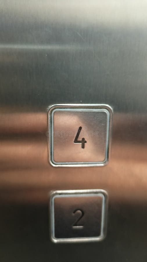 Steel Elevator Button Number 4 Stock Image - Image of iron, light ...