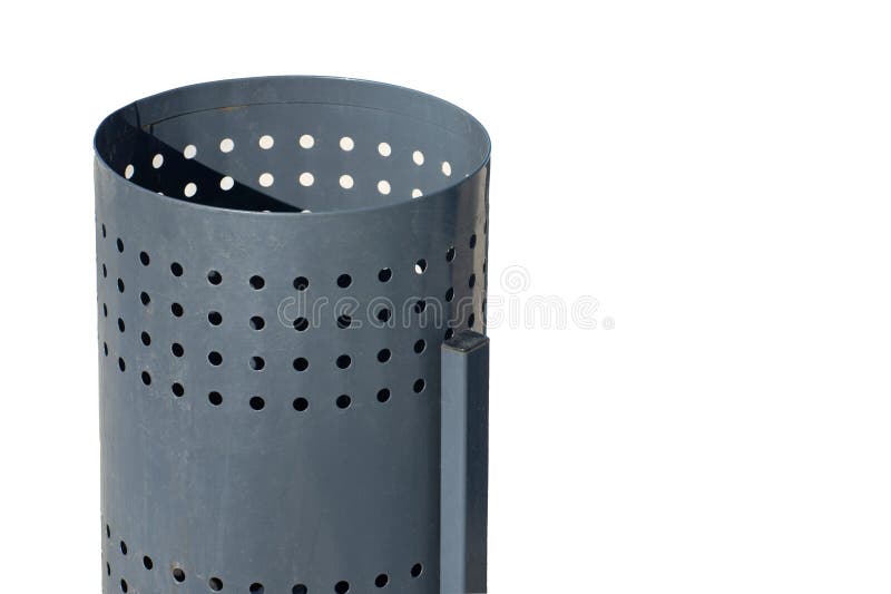Steel Empty Trash Can. Garbage Bin in City Park Stock Photo - Image of ...