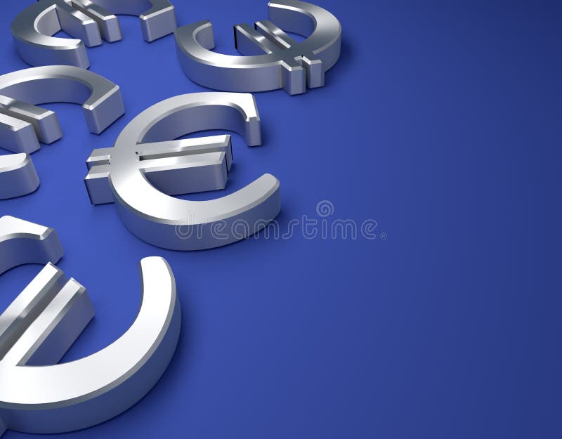 Steel Euro Icon on a Blue Background, 3d Rendering Stock Illustration ...