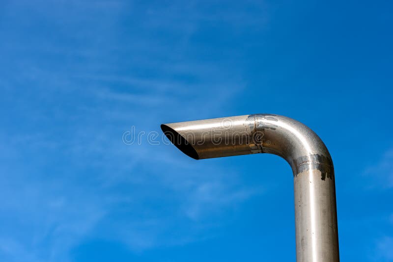 Steel Exhaust Pipe on Blue Sky with Clouds Stock Photo - Image of ...