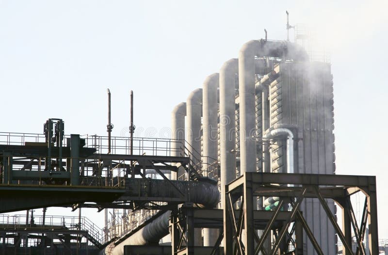 Steel Factory with Chimneys and White Smoke Stock Photo - Image of ...