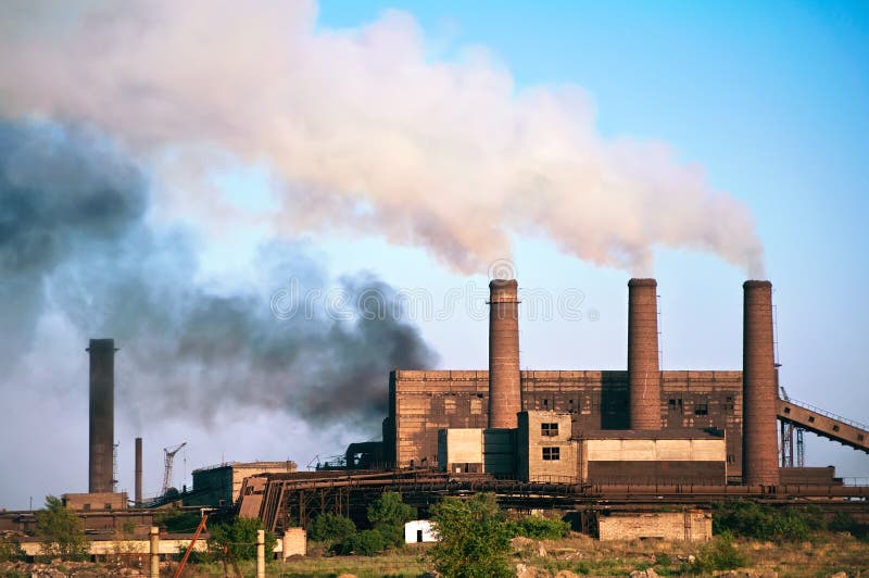 Steel factory. Pollution. stock photo. Image of technology - 18978926