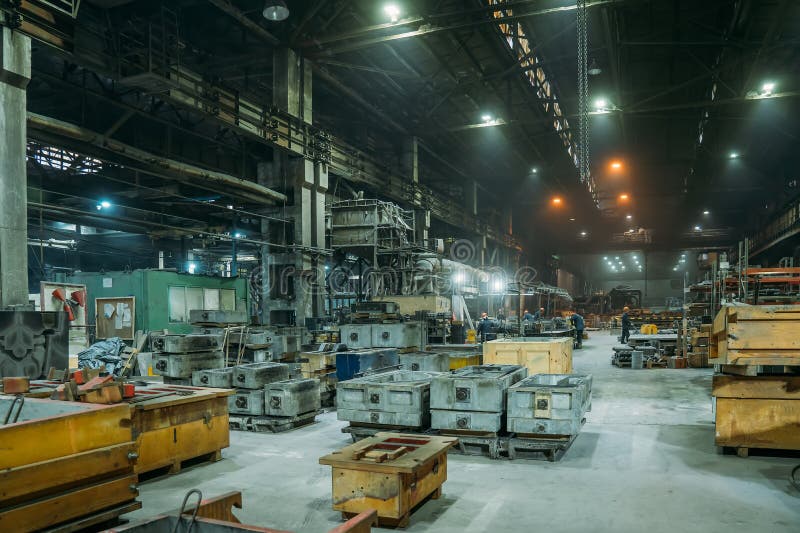 Steel Factory with Workers in Process of Work, Industrial Interior ...