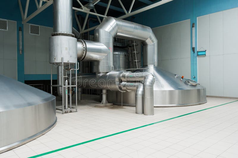 Steel Fermentation Vats on Brewer Factory Stock Image - Image of line ...