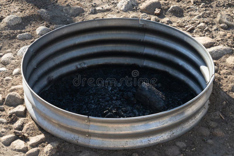 Steel Fire Ring on Sunny Summer Day Stock Photo - Image of dirt ...