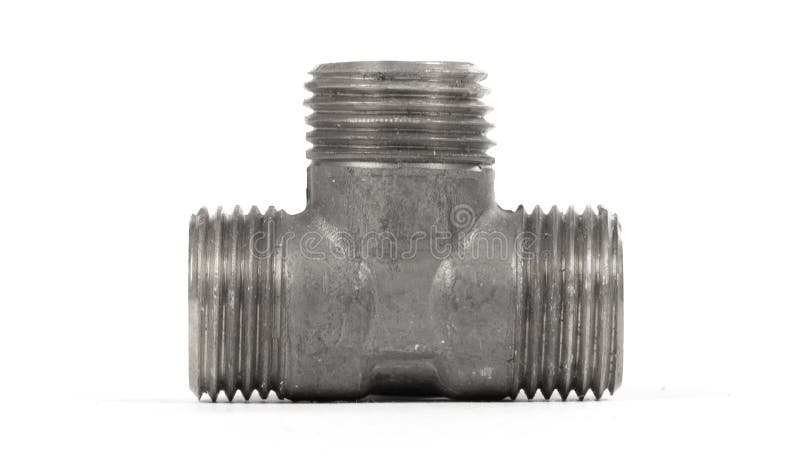 Steel Fitting for Plumbing Pipes, T Adapter Stock Image - Image of ...
