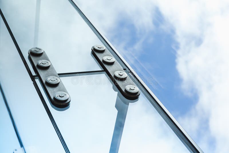 Steel Fixing with Bolts for Glass Windows Stock Photo - Image of ...