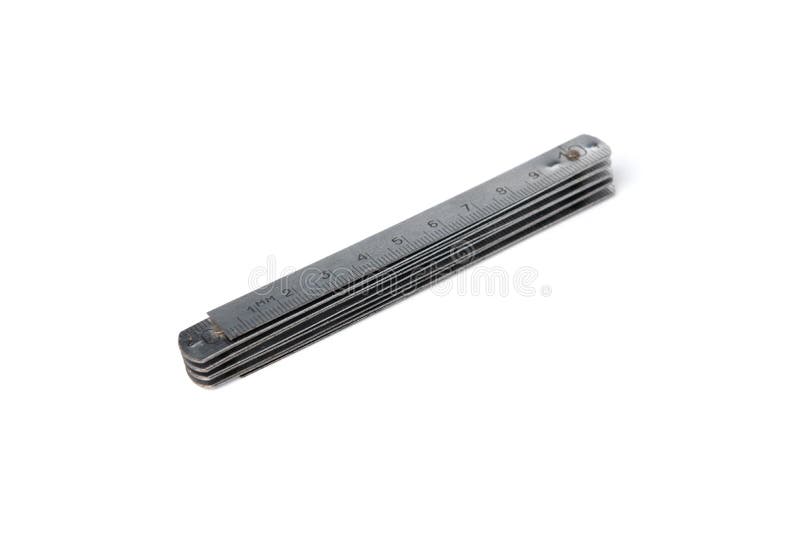 Steel Folding Ruler Isolated on White. Stock Image - Image of steel ...