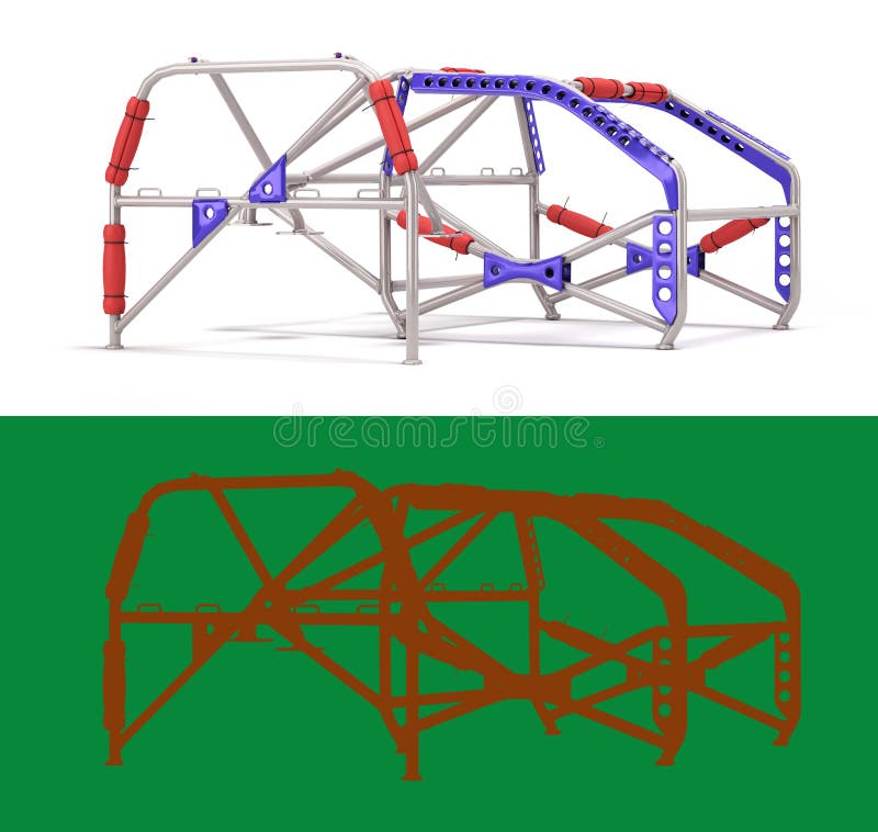 Steel Frame Amplifier for Back Car Body Front Side 3d Render on White ...