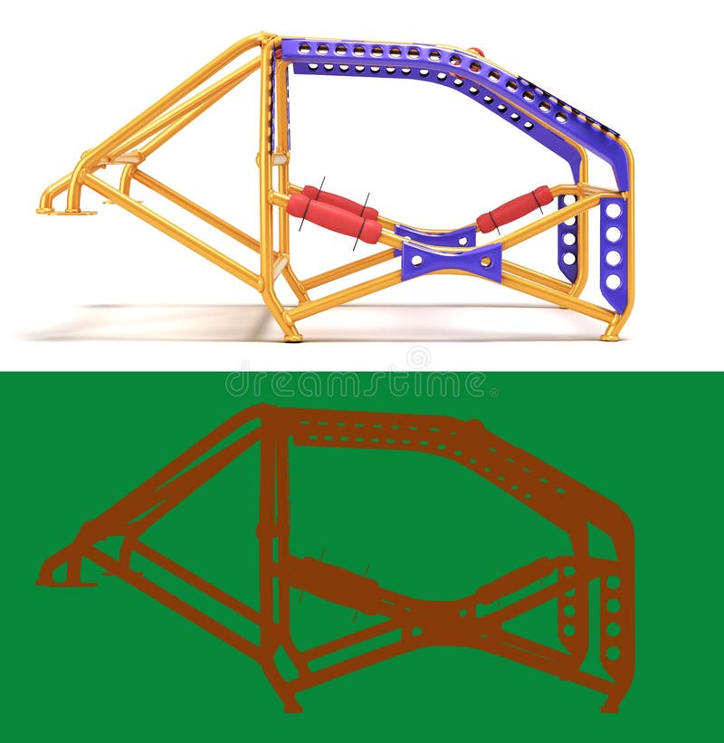 Steel Frame Amplifier for Back Car Body Front Side 3d Render on White ...