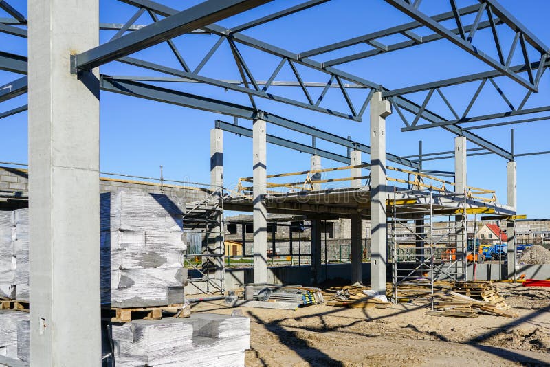 The Steel Frame of a Building Under Construction Stock Image - Image of ...