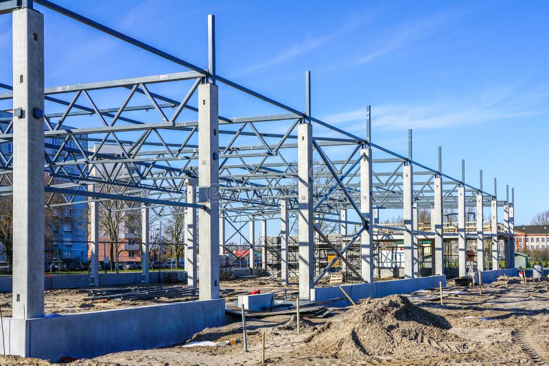 The Steel Frame of a Building Under Construction Stock Image - Image of ...