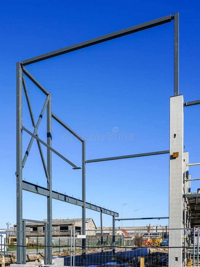 The Steel Frame of the New Building with Reinforced Concrete Supports ...