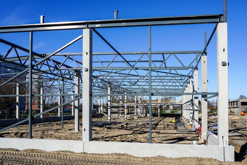 The Steel Frame of the New Building with Reinforced Concrete Supports ...
