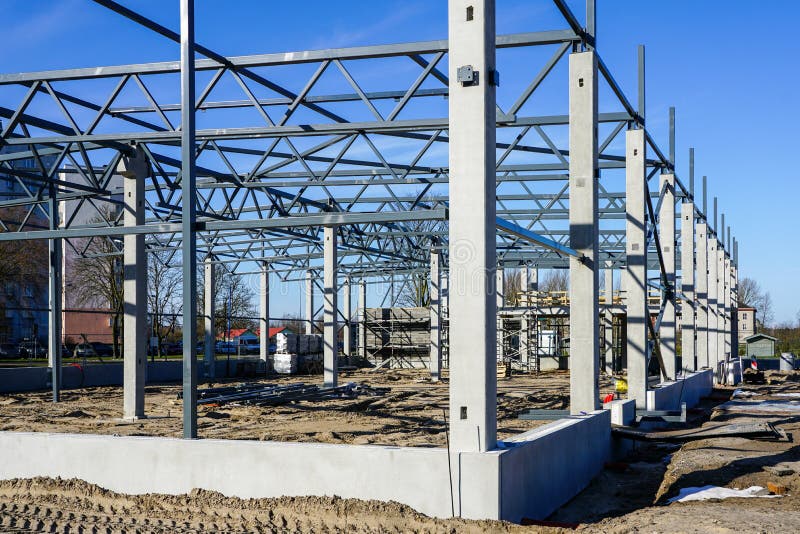 The Steel Frame of the New Building with Reinforced Concrete Supports ...
