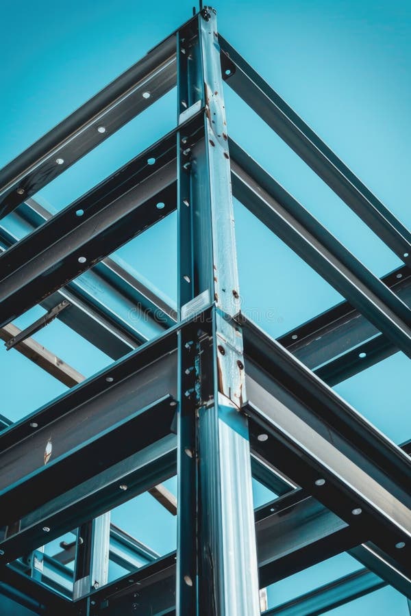 A Steel Frame with a Clear Blue Sky in the Background, Suitable for Use ...