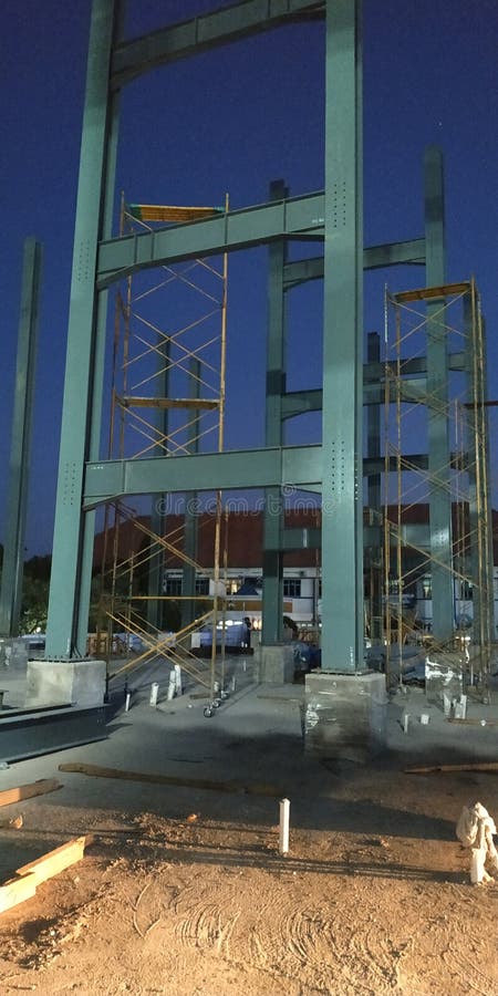 Steel Frame Construction of Skyscrapers Columns and Beams Stock Photo ...