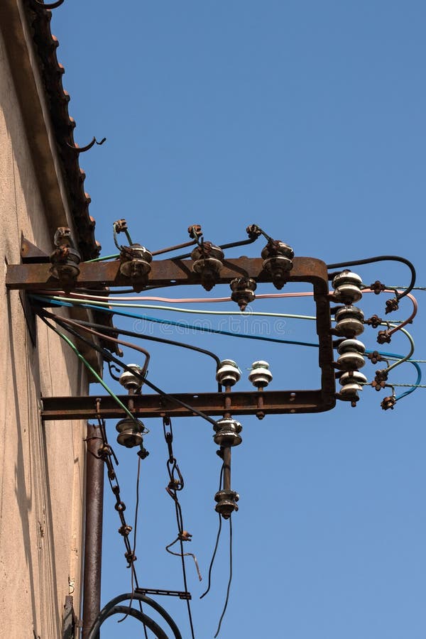 Steel Frame and Electrical Insulators. Stock Image - Image of steel ...