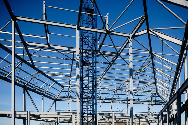 Steel Frame Joint Detail of New Building in Construction Stock Image ...