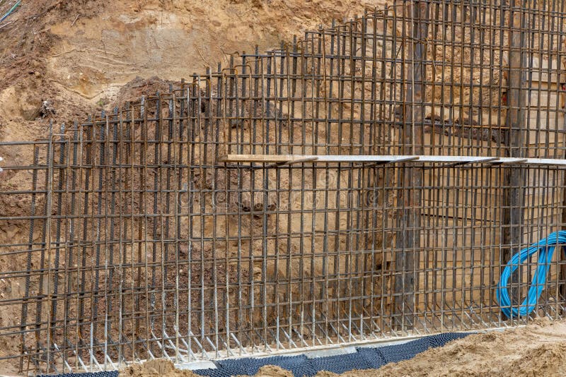 Steel Frame for Reinforced Concrete Wall Formwork. Retaining Wall at a ...