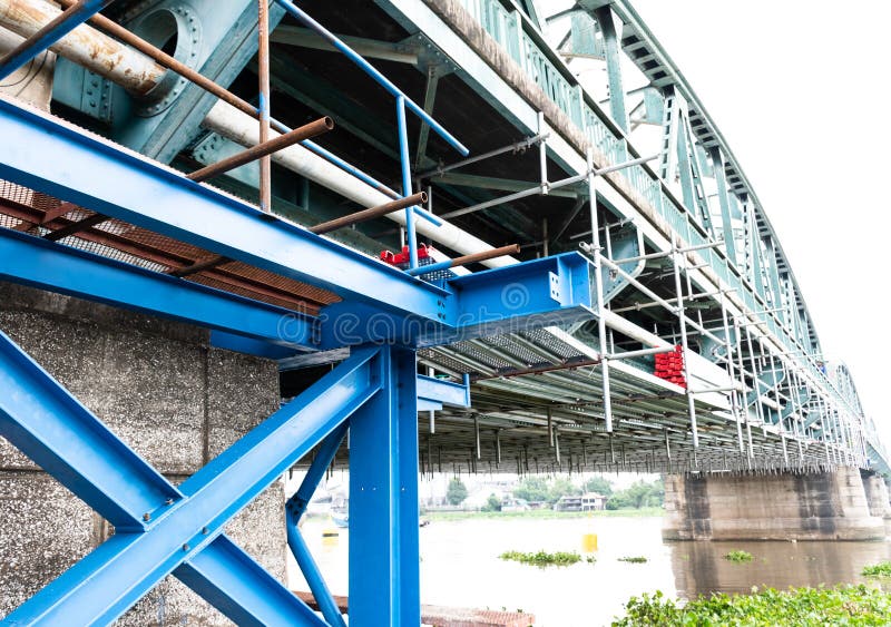 Steel Frame Scaffolding at the Bridge Renovation Work on the River ...
