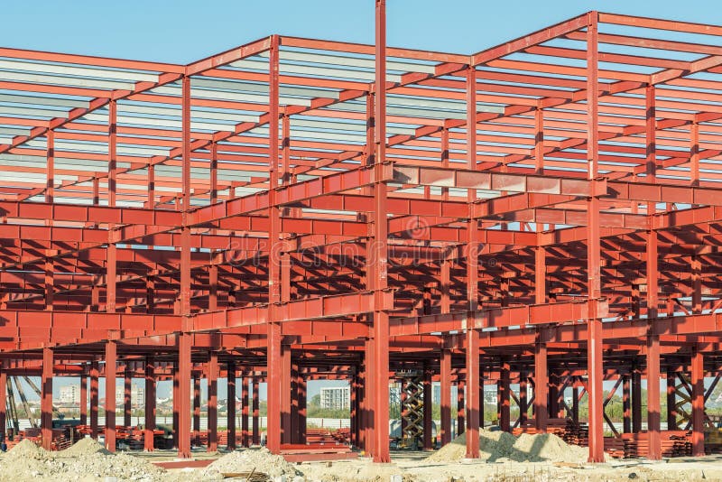 Steel Frame Structure. Metal Construction for Big Building Stock Photo ...