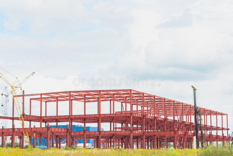 Steel Frame Structure. Metal Construction for Building Stock Image ...
