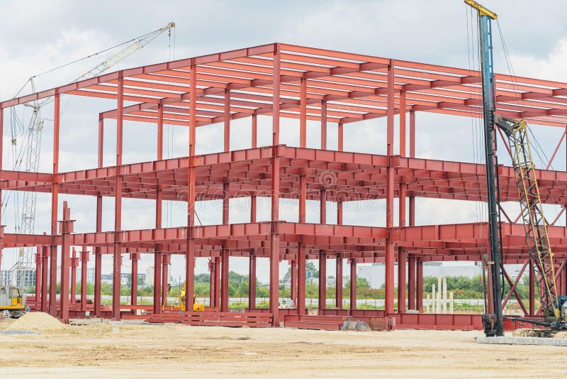 Steel Frame Structure. Metal Construction for New Building Stock Photo ...