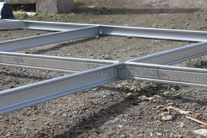 Steel Frame Structure on Rough Ground Surface Stock Photo - Image of ...