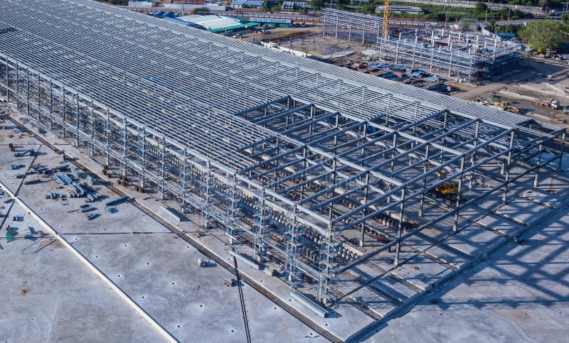 The Steel Frame Structure is Under Construction Stock Image - Image of ...