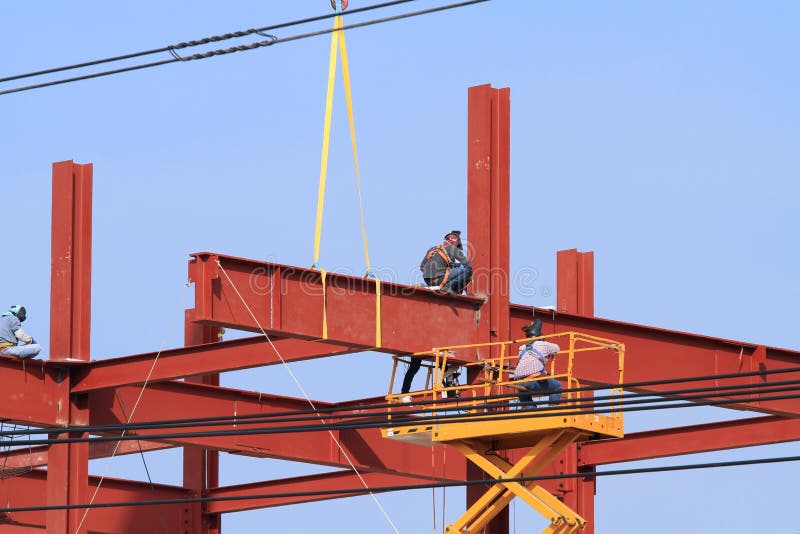 Steel Frame Structure and Working Man Stock Image - Image of estate ...