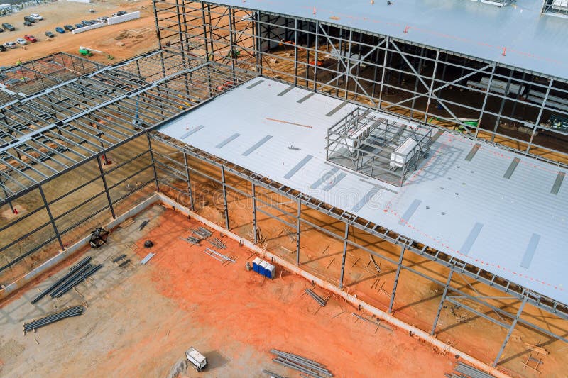 Steel Frame Truss Framework Construction of an Industrial Warehouse ...