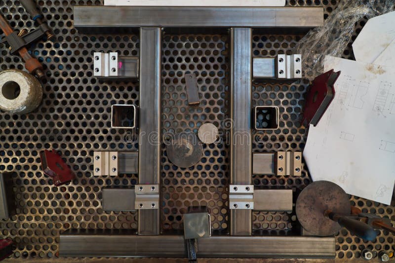 Steel Frame Welding Machine Parts Stock Image - Image of hand ...