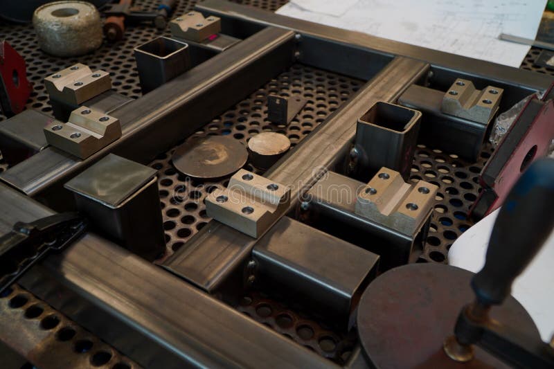 Steel Frame Welding Machine Parts Stock Photo - Image of industrial ...