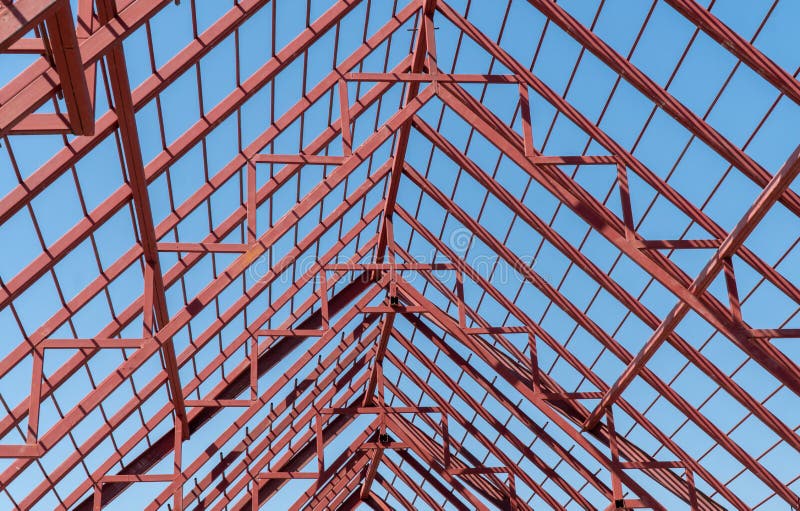 Steel Frames and Trusses of a Industrial Building. Steel Frame Building ...