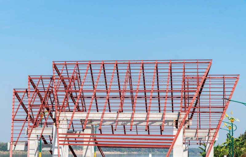 Steel Frames and Trusses of a Industrial Building. Steel Frame Building ...