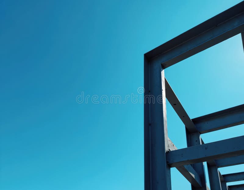 Steel Framework Against Blue Sky. Sharp Lines Geometric Shapes Create ...