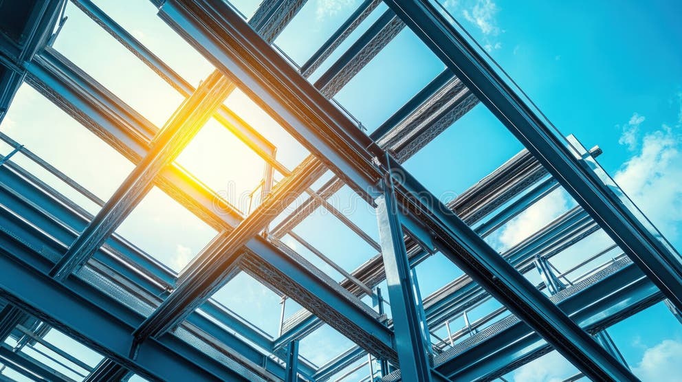 Steel Framework of a Building Under Construction Stock Illustration ...