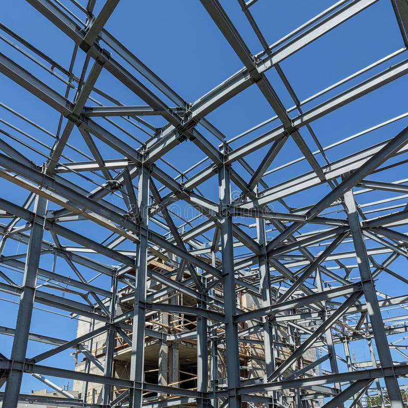 Steel Framework for a Building Under Construction, Showcasing a Complex ...