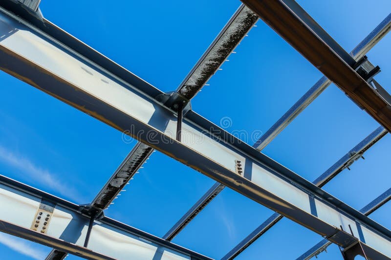 Steel Framework Closeup with Blue Sky Backdrop Stock Photo - Image of ...