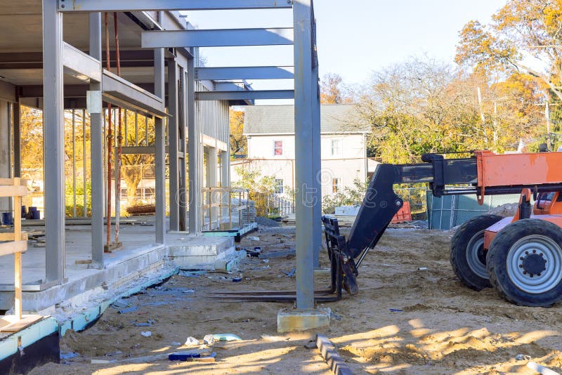 A Steel Building Framework Frame Beams Under Construction for an ...