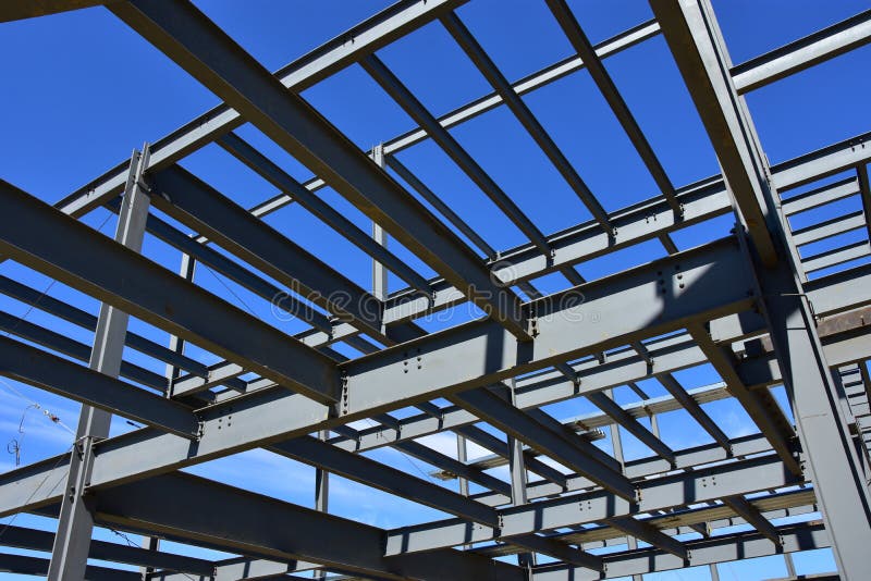 Steel Framework of New Commercial Building. Stock Image - Image of ...
