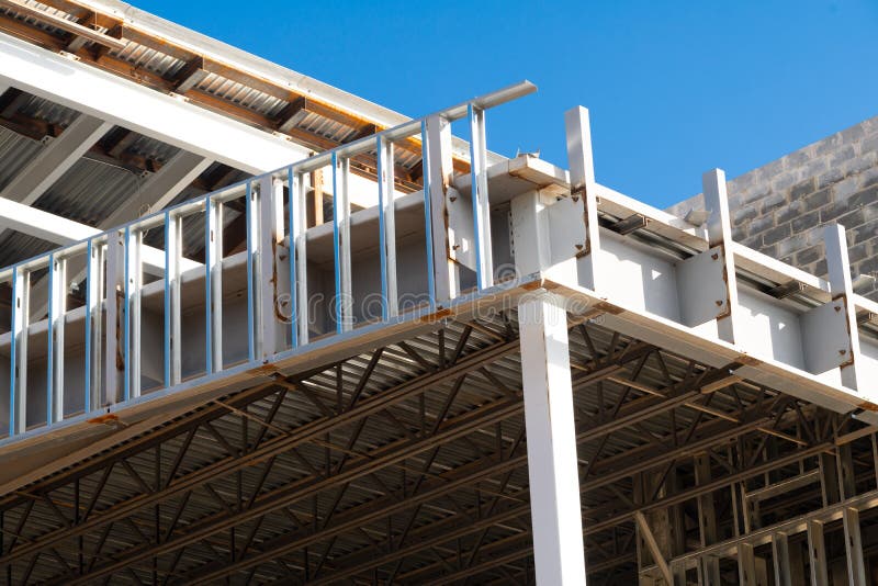 Steel Framework of New Commercial Building Stock Image - Image of ...
