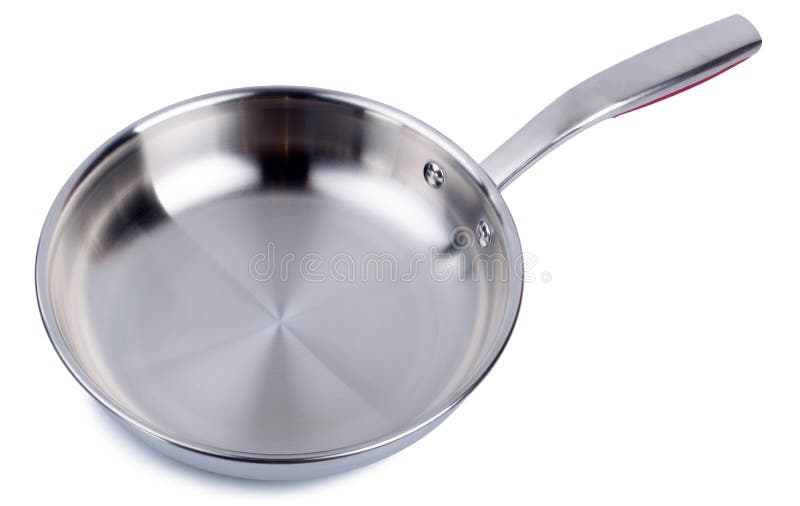 Steel Frying Pan Isolated on White Background Stock Photo - Image of ...