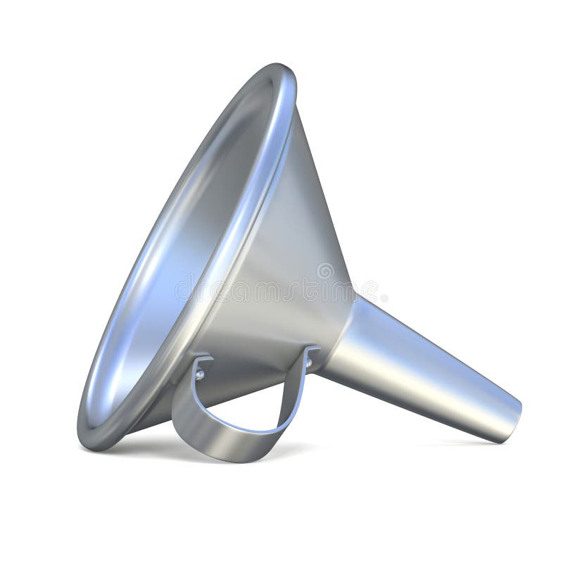 Steel funnel. 3D render stock illustration. Illustration of cone - 60631795