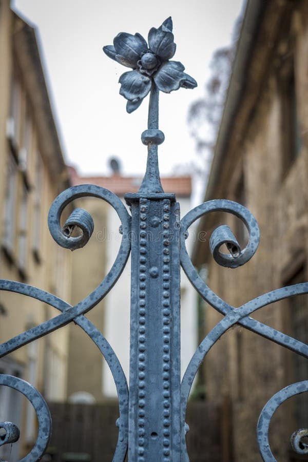 Steel Gate with One Flower Design Stock Photo - Image of entrance ...