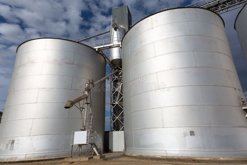 Steel grain Silos stock image. Image of grain, container - 65842095