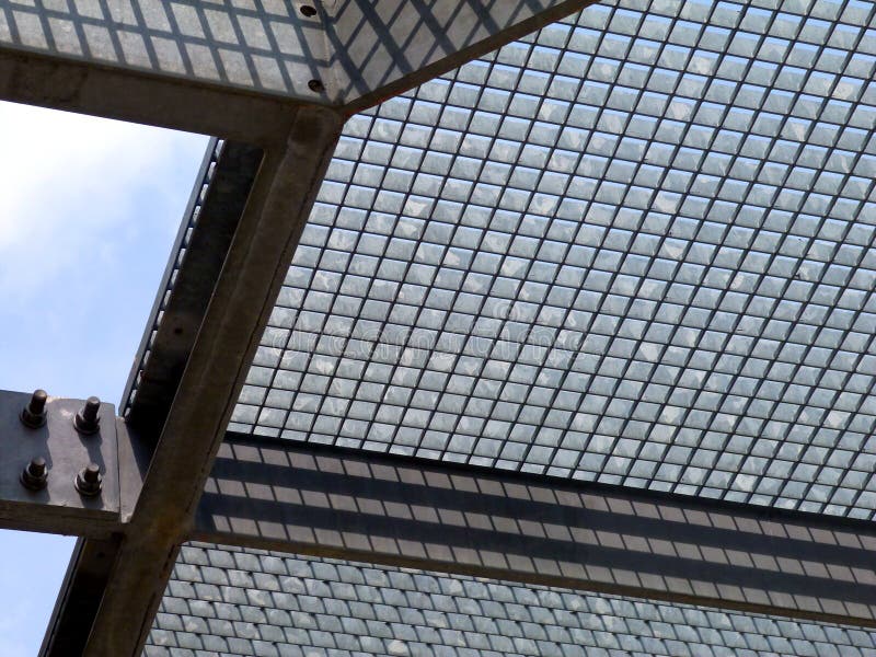 Steel Grating Canopy Structure Close-up with Grid Pattern Stock Image ...